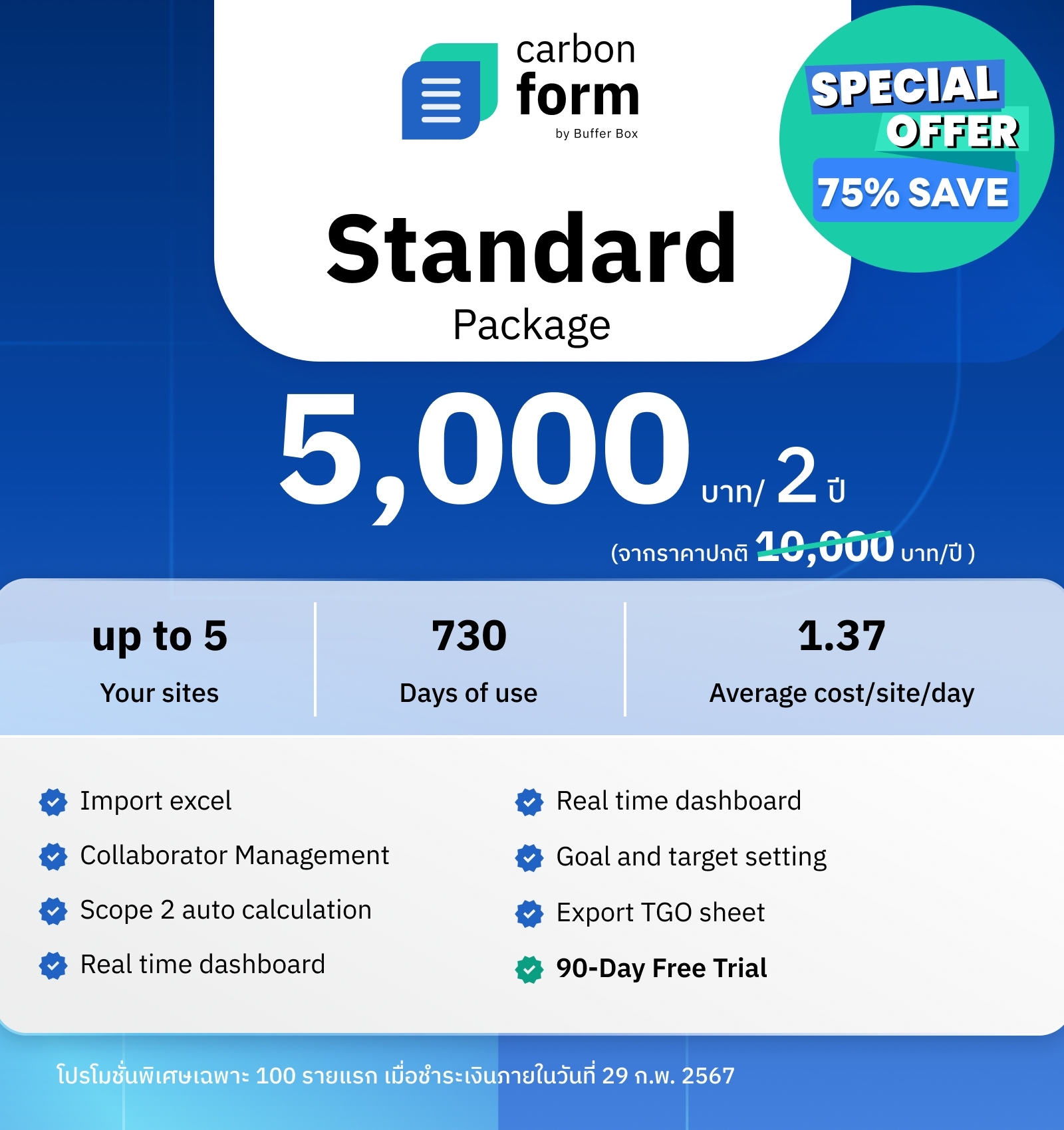 ค่าบริการแอปพลิเคชั่น Carbon Form Standard Package – PEAshopping สินค้า ...